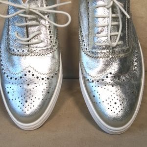 Shellys London | Shoes | Shellys London Metallic Leather Sneakers ...